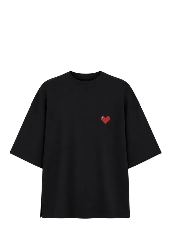 MYSIMPLICATED Oversized T-shirt With Heart Logo - Black/red