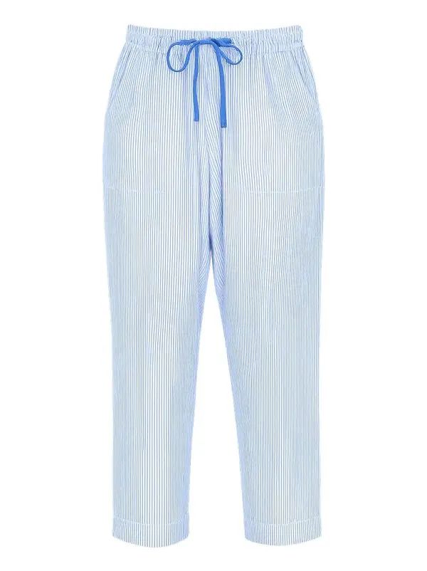YUMI Cotton Stripe Cropped Trousers - Blue