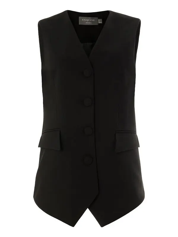 EXQUISE Regular V-neck Celia Vest - Black