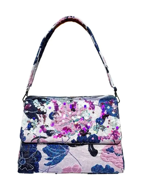 SIMITRI Midnight Wisteria Trapezee Bag - Black/blue/white