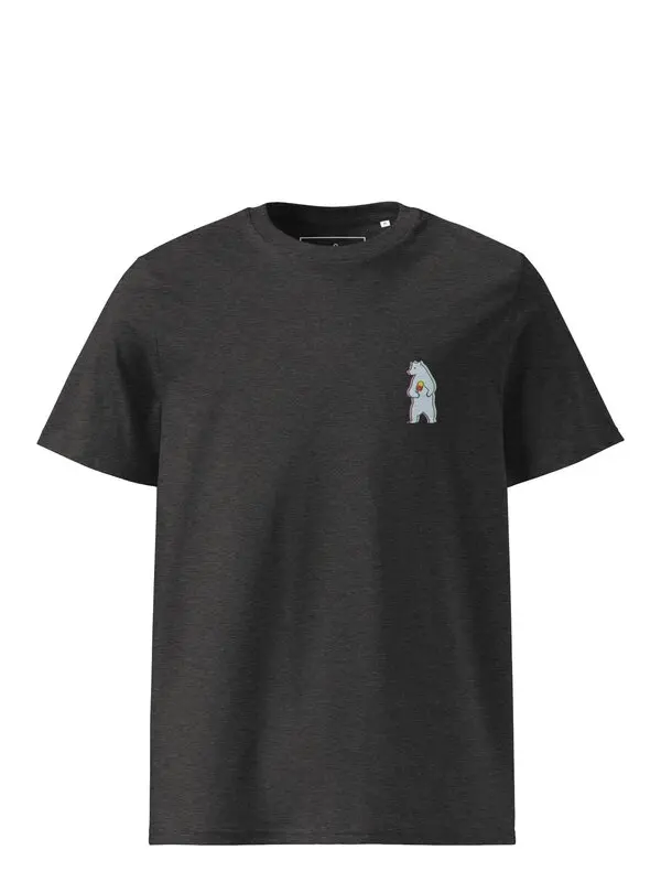 ANCHOR & CREW Heather Polar Bear Day Out In The Wild Organic Cotton Embroidered T-shirt - Black