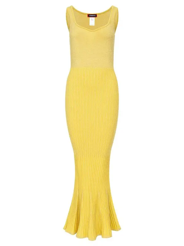 ANDREEVA Metallic Knit Dress - Gold/yellow