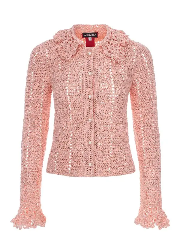 ANDREEVA Chrysanthemum Handmade Crochet Jacket - Pink