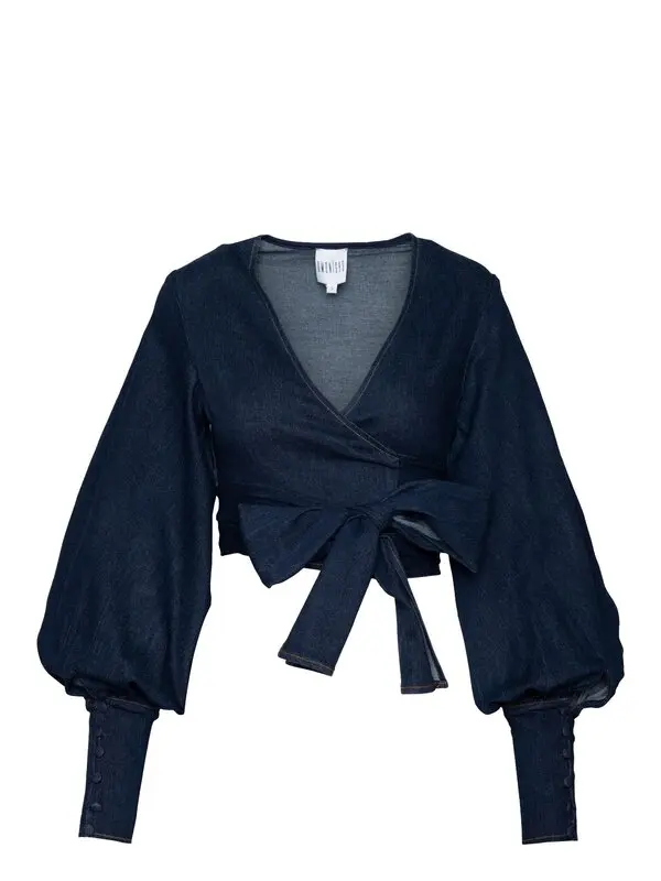 OFUURE Dana Denim Wrap Top - Blue