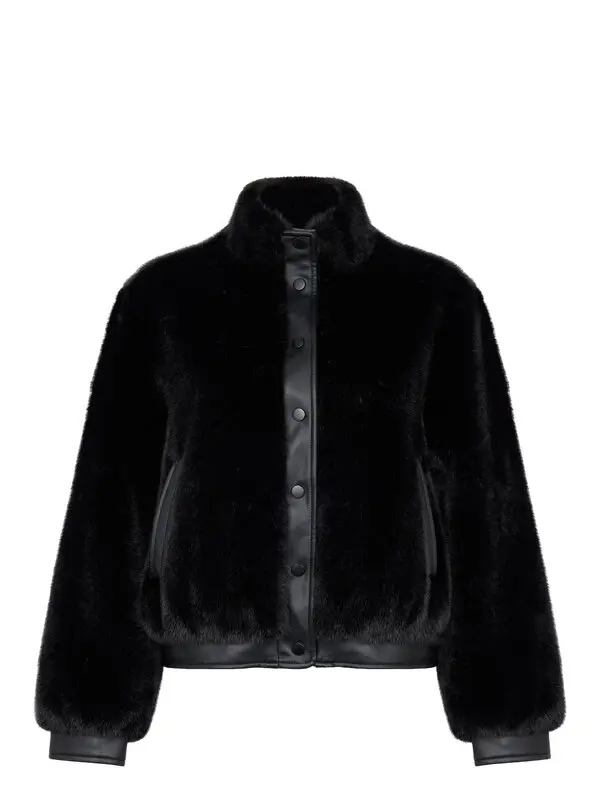 ISSY LONDON Jolie Faux Fur Bomber Jacket - Black