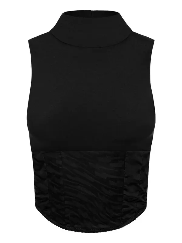 EKCENTRIK Sleeveless High Neck Corset Top - Black