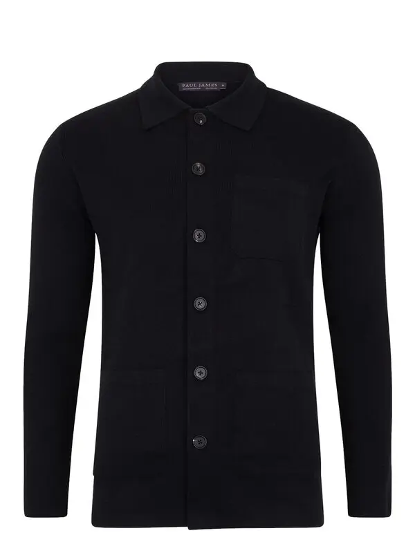 PAUL JAMES KNITWEAR Midweight Cotton Benjamin Work Shirt - Black
