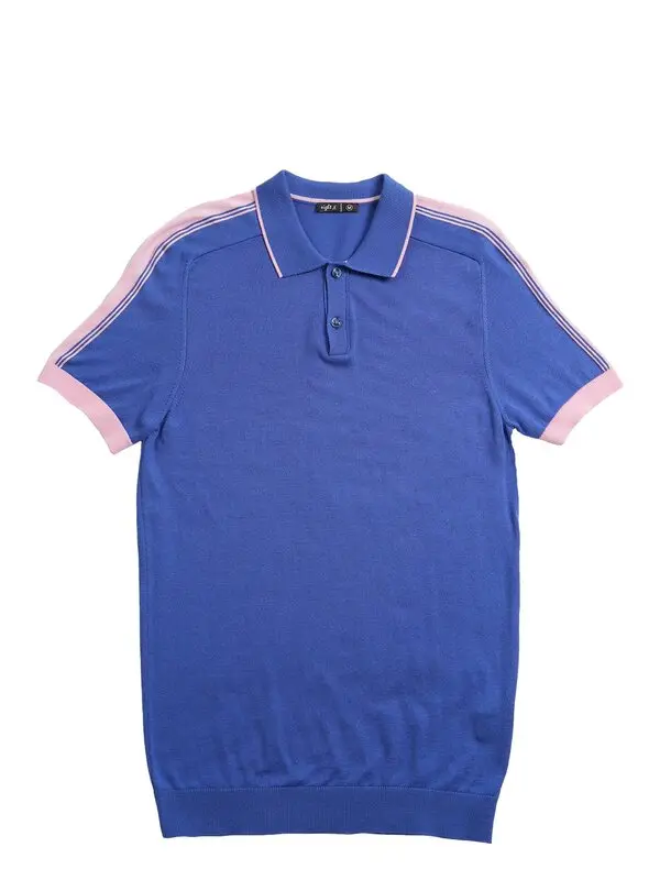 EIGHT X Knit Polo W/ Shoulder Design Royal - Blue