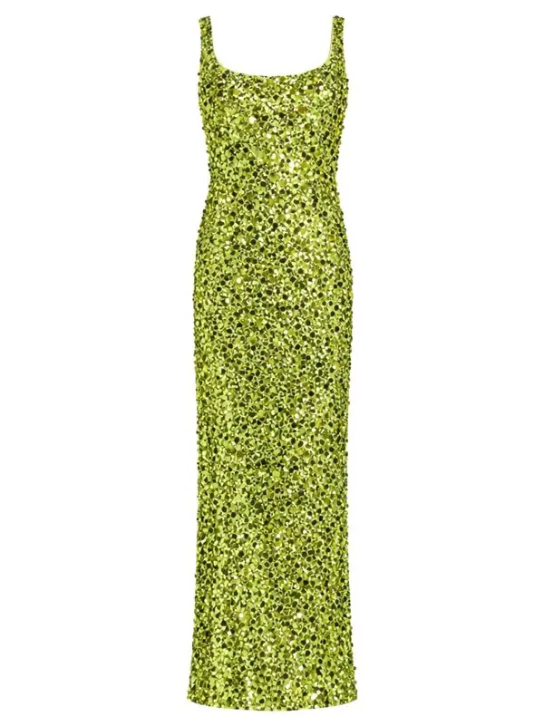 Mac Duggal Sleeveless Sequin Column Gown - Green