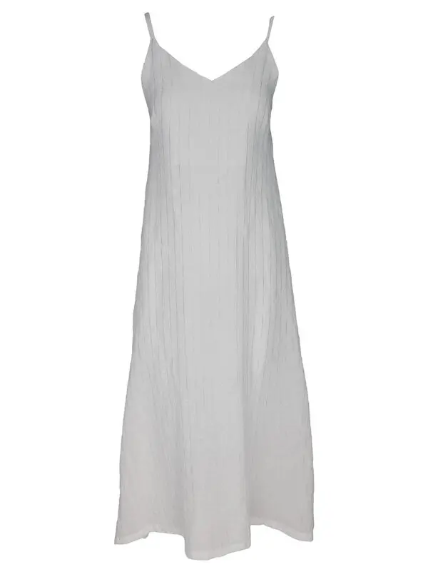 Haris Cotton Maxi Striped Linen Strappy Dress - White