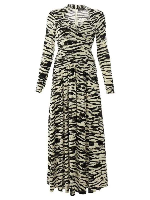 EXQUISE Regular Wrap Neck Slim Fit Knit Midi Dress - Black