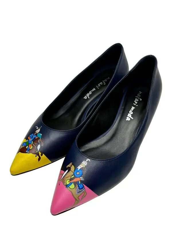NAFARI MODA Shahnameh Low Block Pumps - Blue