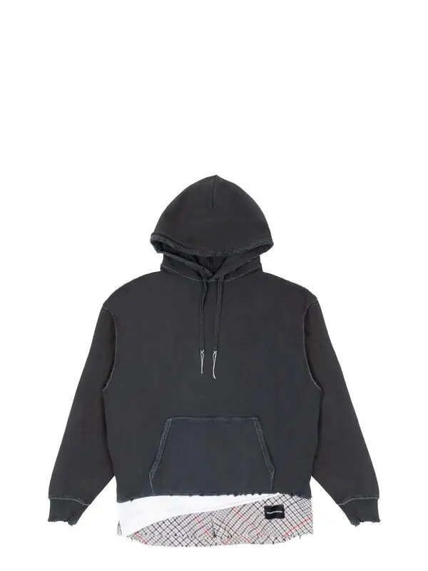 MYSIMPLICATED Oversized Three-layered Distressed Hoodie - Grey/white