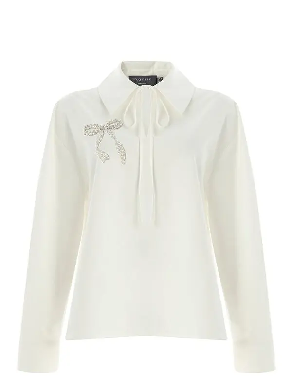 EXQUISE Bloom Long Sleeve Blouse - Beige