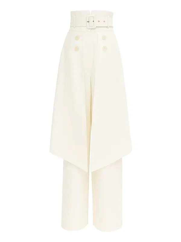 JULIA ALLERT Wide-leg Trousers With Skirt Overlay - White