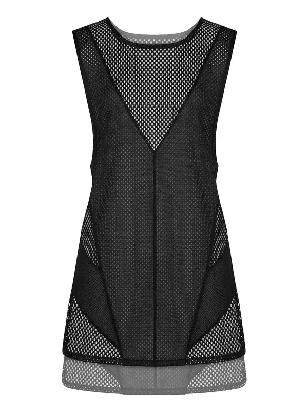 KIM FOLEY High-low Beach Cover-up Athletic Mesh Dress - Black