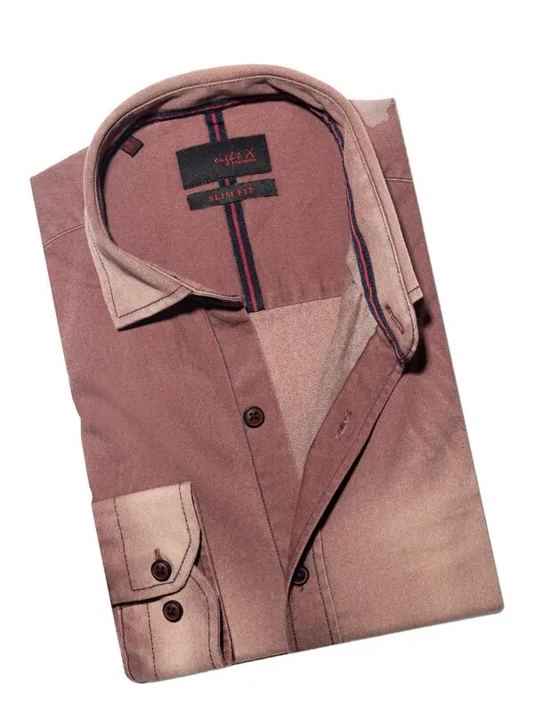 EIGHT X Denim Stretch Button Down Shirt Brick - Red