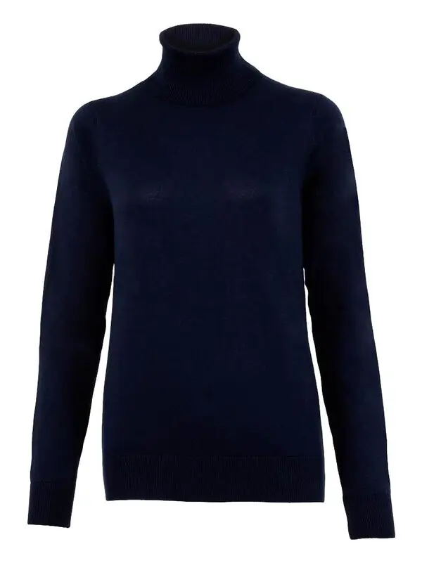 PAUL JAMES KNITWEAR Ultra-fine Cotton Roll Neck Jumper - Blue