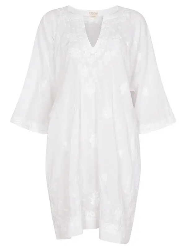 NOLOGO-CHIC Valentina Hand Embroidered Tunic Dress - White