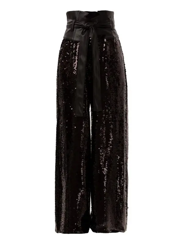 JULIA ALLERT Occasion Palazzo Sequin Trousers - Black