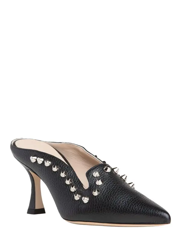 BEAUTIISOLES BY ROBYN SHREIBER Georgia Leather Mule With Studs - Black