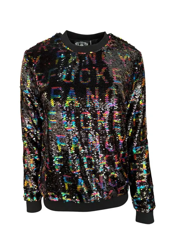 ANY OLD IRON Reversible Sequin Sweatshirt - Black/gold
