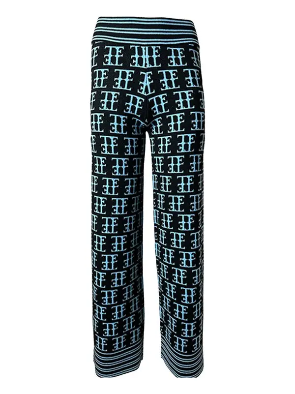 TEAM EVENT Logo Jacquard Knit Pant - Black/blue