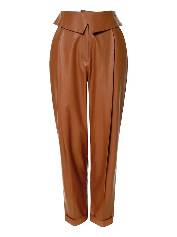 AGGI BY HALEWSKI Xenia Vegan Leather Trousers - Brown