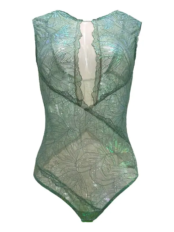 CAROL COELHO Psyche Iridescent Bodysuit - Green