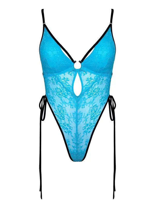 MONIQUE MORIN LINGERIE Amphitrite Side-tie Bodysuit - Blue
