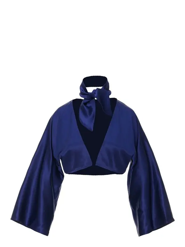 MOE Indigo Silk Reversible Bolero - Blue