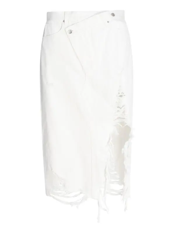 CIRCULAR PATH Cross Over Midi Skirt - White