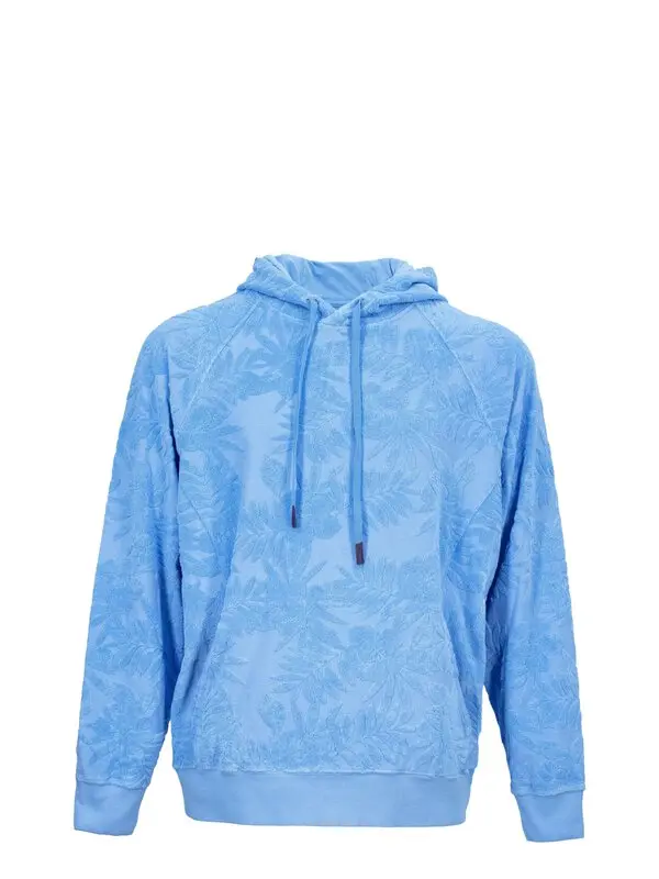 LORDS OF HARLECH Floral Towel Hoodie - Blue