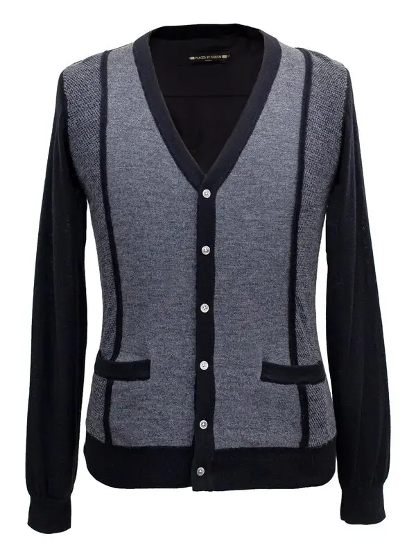 SMART AND JOY Light Wool Cardigan With Satin Back - Blue