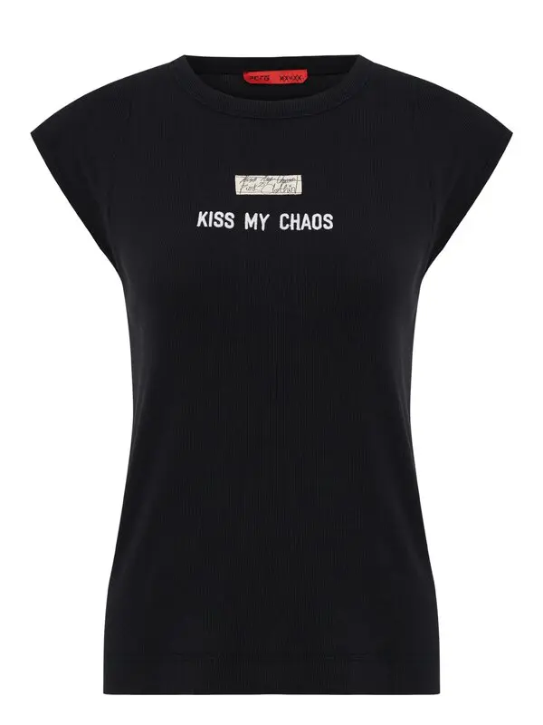 PCFG Rib Tank Top With Patch - Black