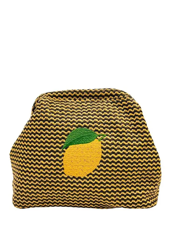LILLY LOVES Lemon Straw Clutch - Black/yellow