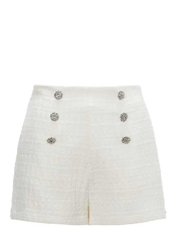 NISSA High-waisted Bouclé Shorts - White