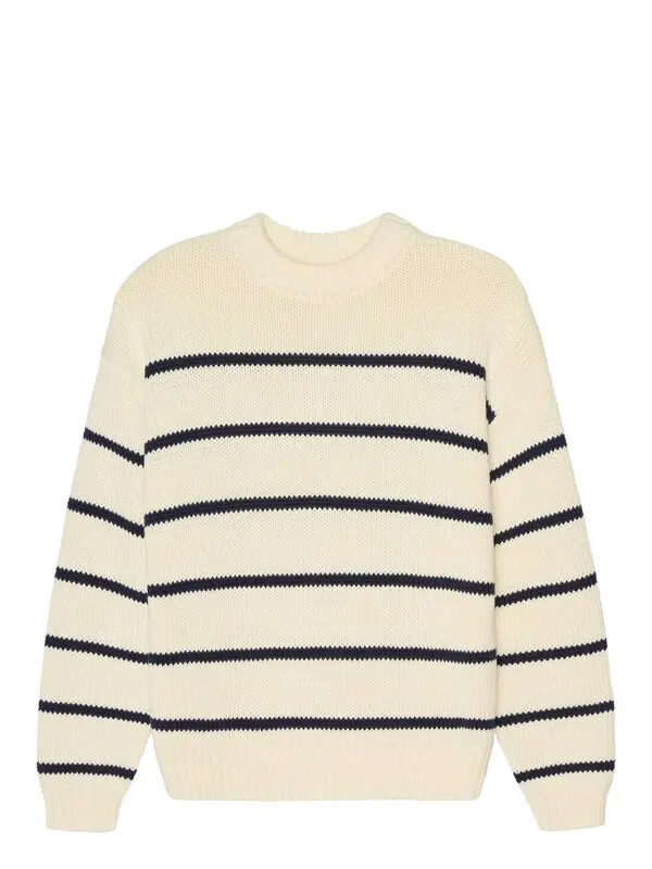 ELLSWORTH + IVEY Marlowe Oversized Striped Sweater - White