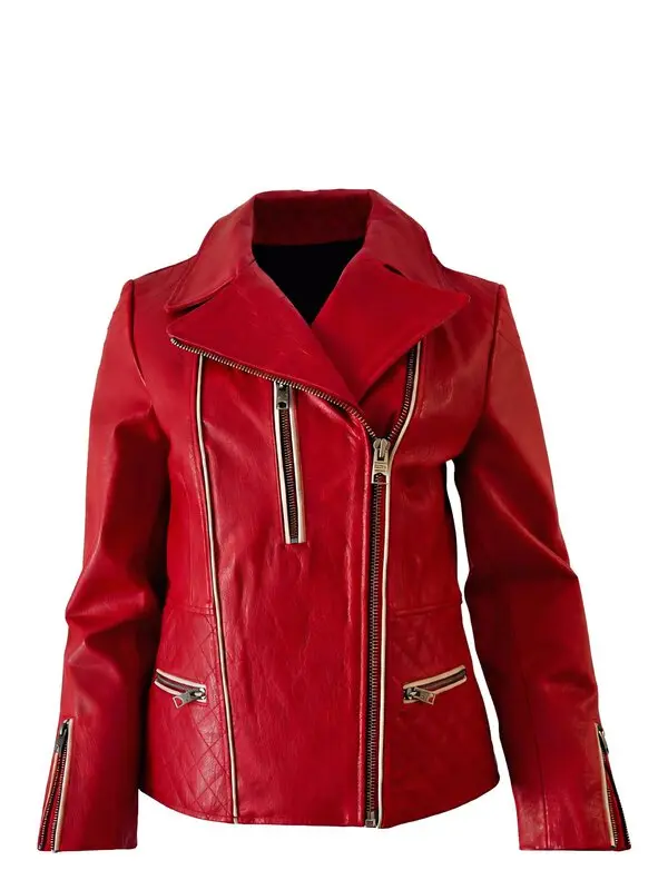 ZASTASTUDIO Outlaw Biker Leather Jacket - Red