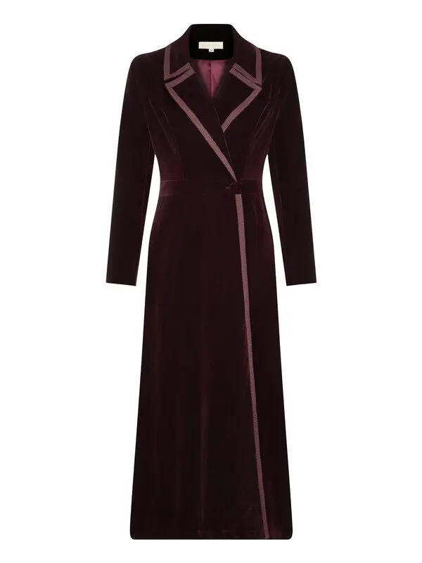 GUINEA Velvet A-line Coat Dress - Purple