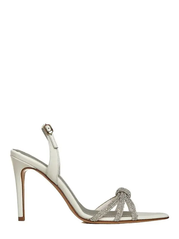 GINISSIMA Daisy Crystals Leather Sandals - White
