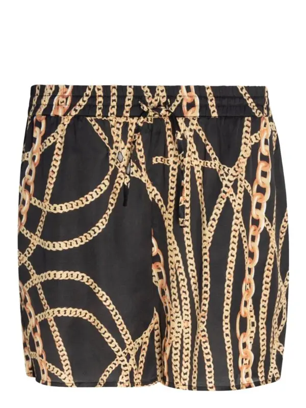 CIRCULAR PATH Lounge Short With Chain Print - Black/gold