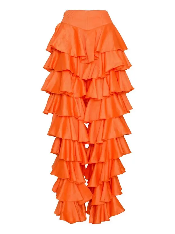 OFUURE Linen Daria Ruffle Pants - Orange