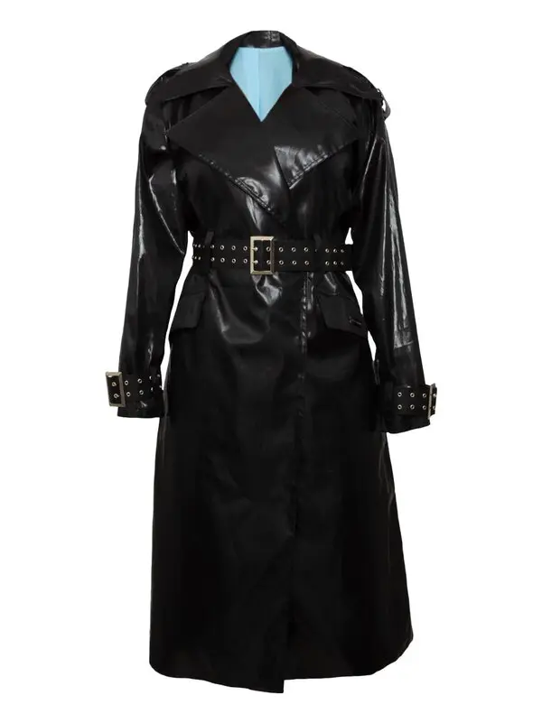 PALOMA LIRA Oversized Vinyl Trench Coat - Black