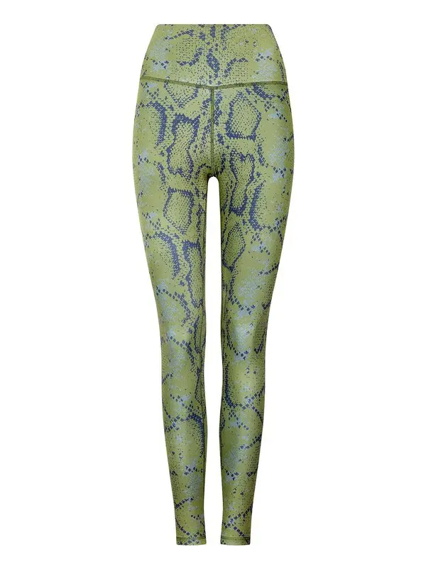 LULA-RU High Rise Legging Olive Snake - Green