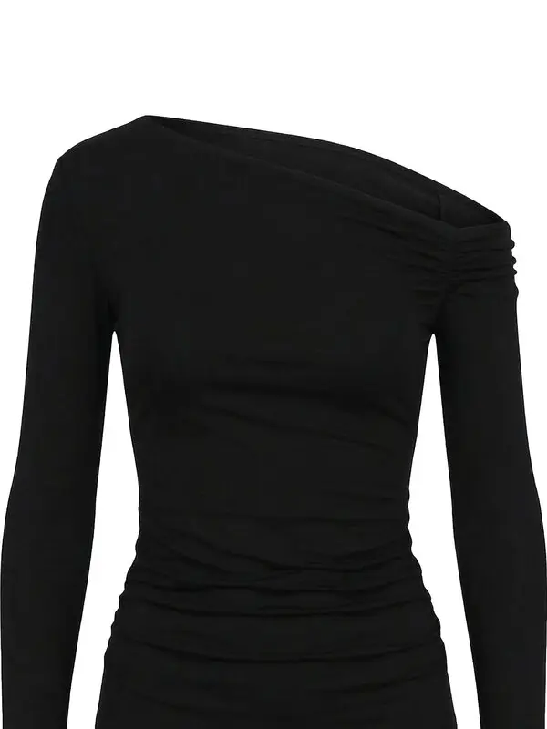 MONLICIA Asymmetric Off-shoulder Top - Black
