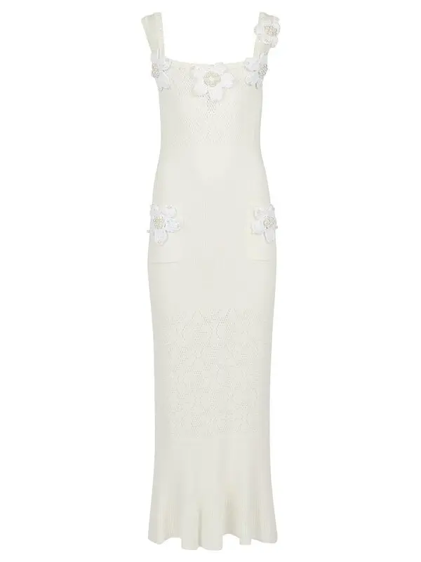 ANDREEVA Knit Dress With Handmade Embroidery - White