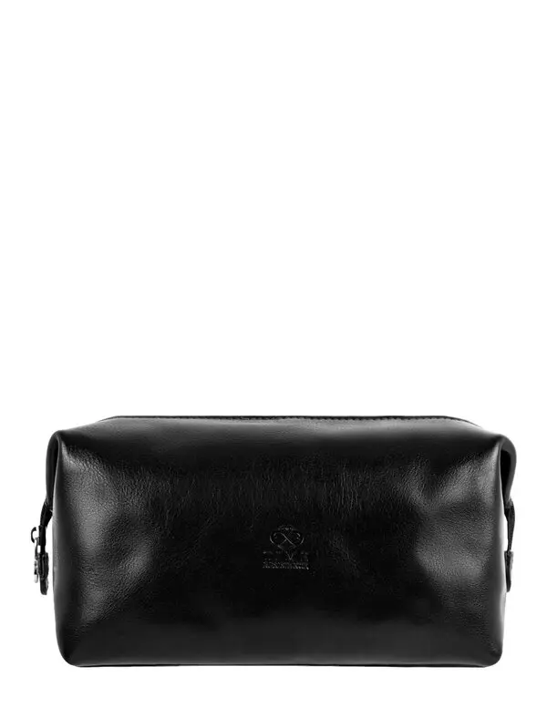 TIME RESISTANCE Leather Toiletry Bag - Black