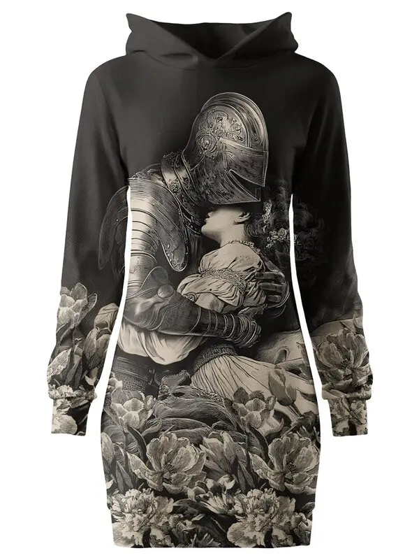 ALOHA FROM DEER Neutrals Helm And Heart Oversized Hoodie Dress - Black