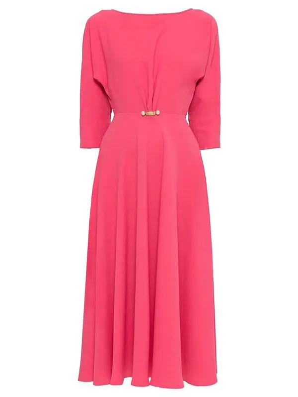 NISSA Pearl-detail Crepe Midi Dress - Pink